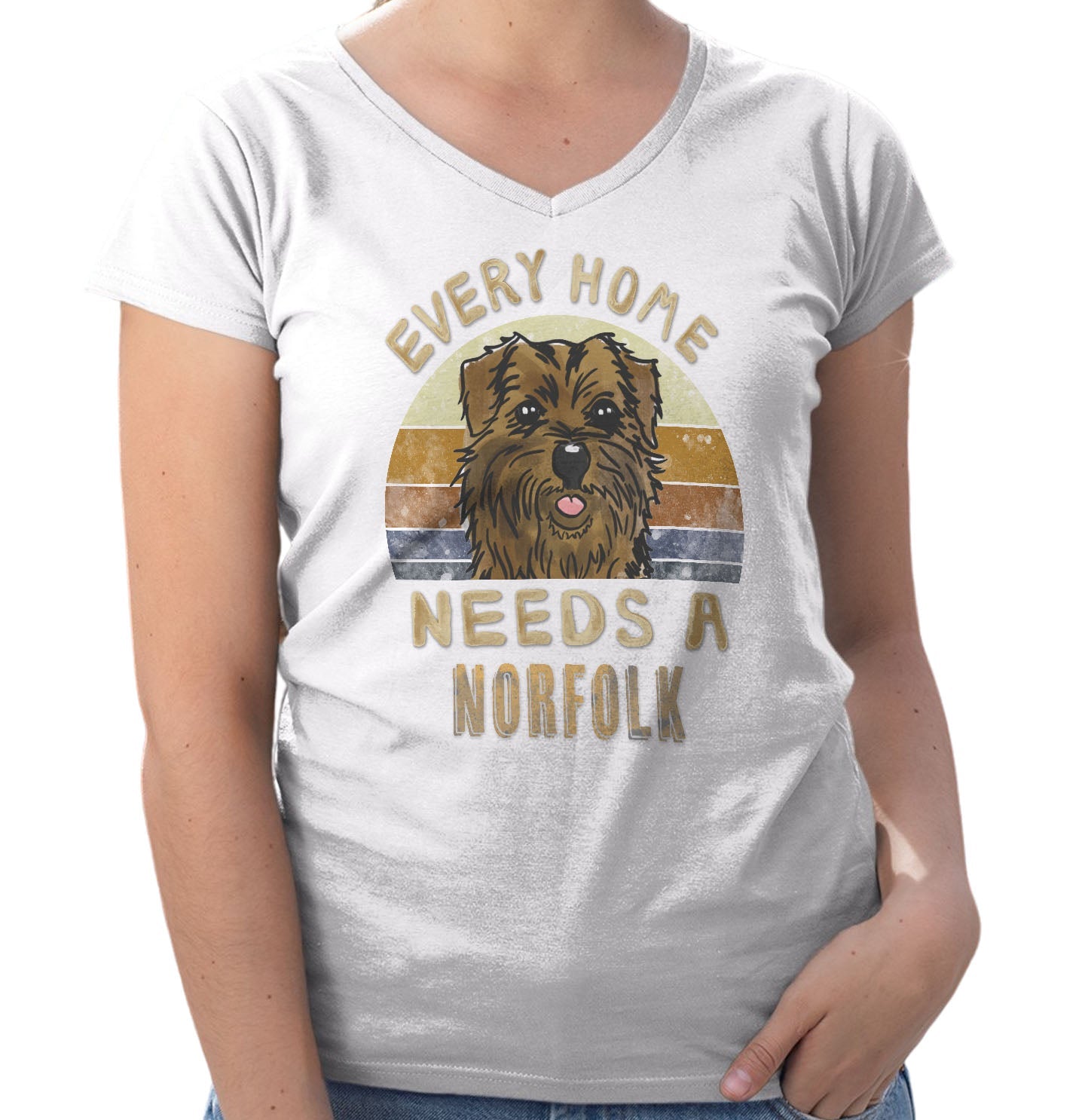 Every Home Needs a Norfolk Terrier - Women's V-Neck T-Shirt – AnimalPride.com