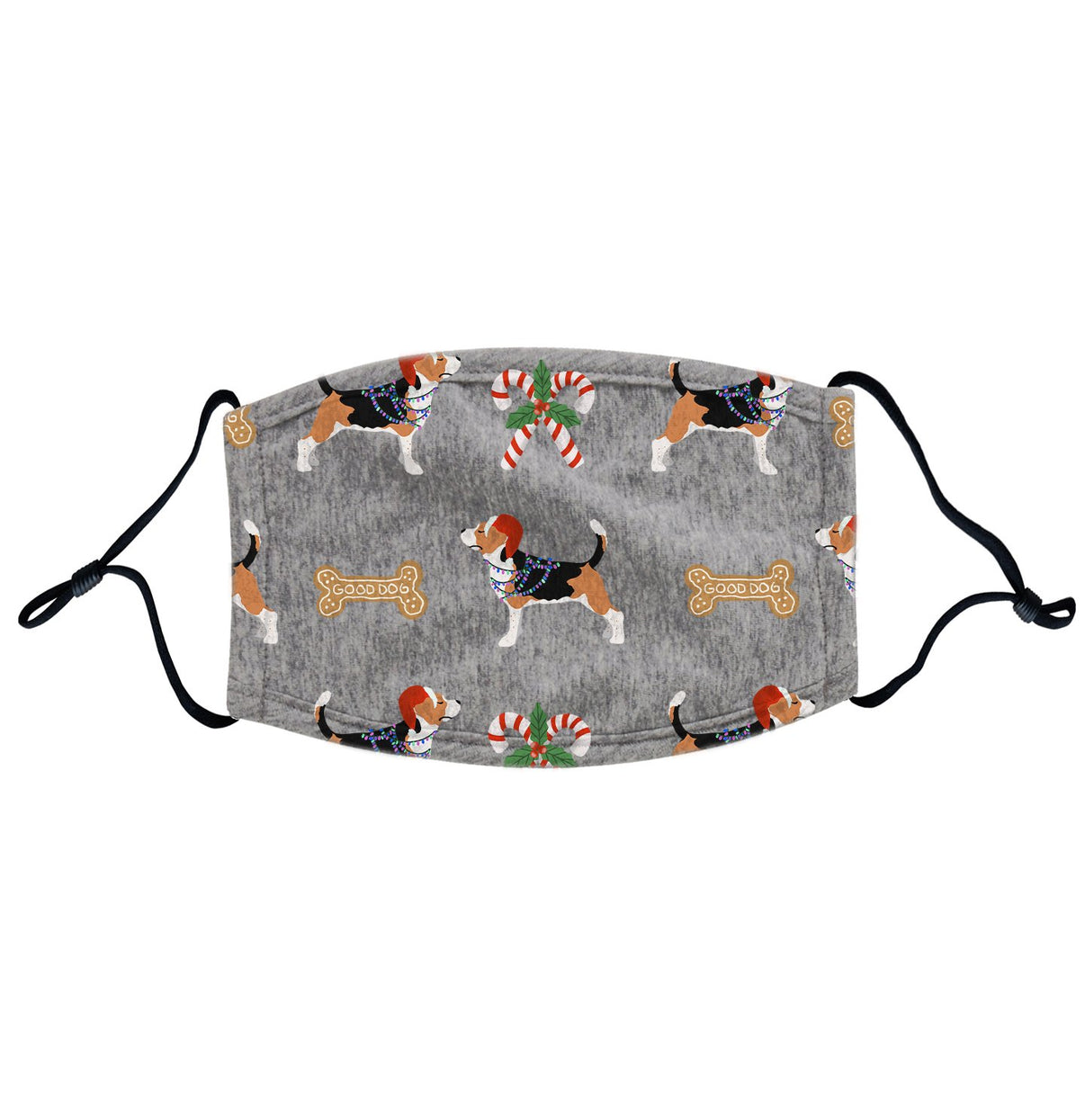 Christmas Face Mask - Beagle Pattern - Adjustable, Breathable ...