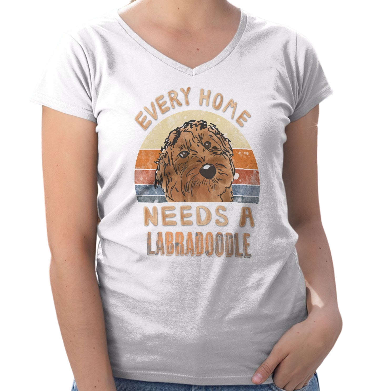 Every Home Needs a Labradoodle - Women's V-Neck T-Shirt – AnimalPride.com