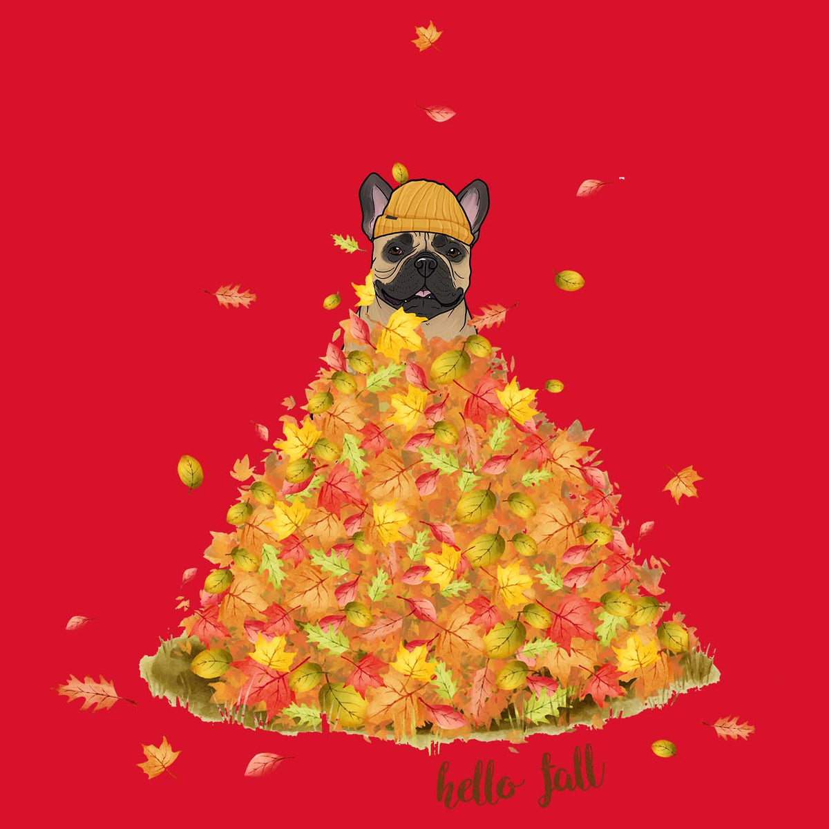 Leaf Pile and Frenchie - Women's V-Neck T-Shirt – AnimalPride.com