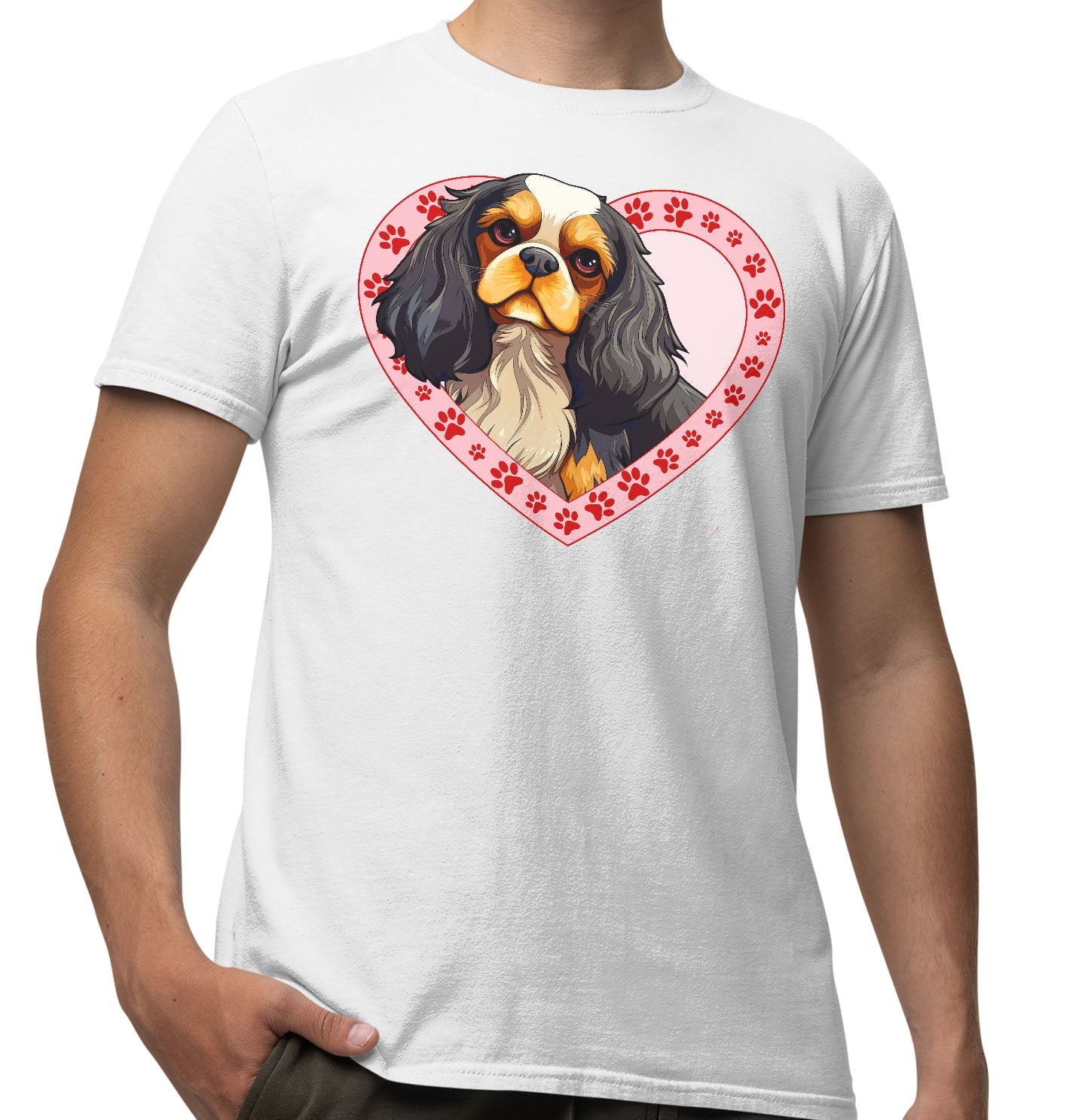 Cavalier King Charles Spaniel (Tri-Color) Illustration In Heart - Adul ...